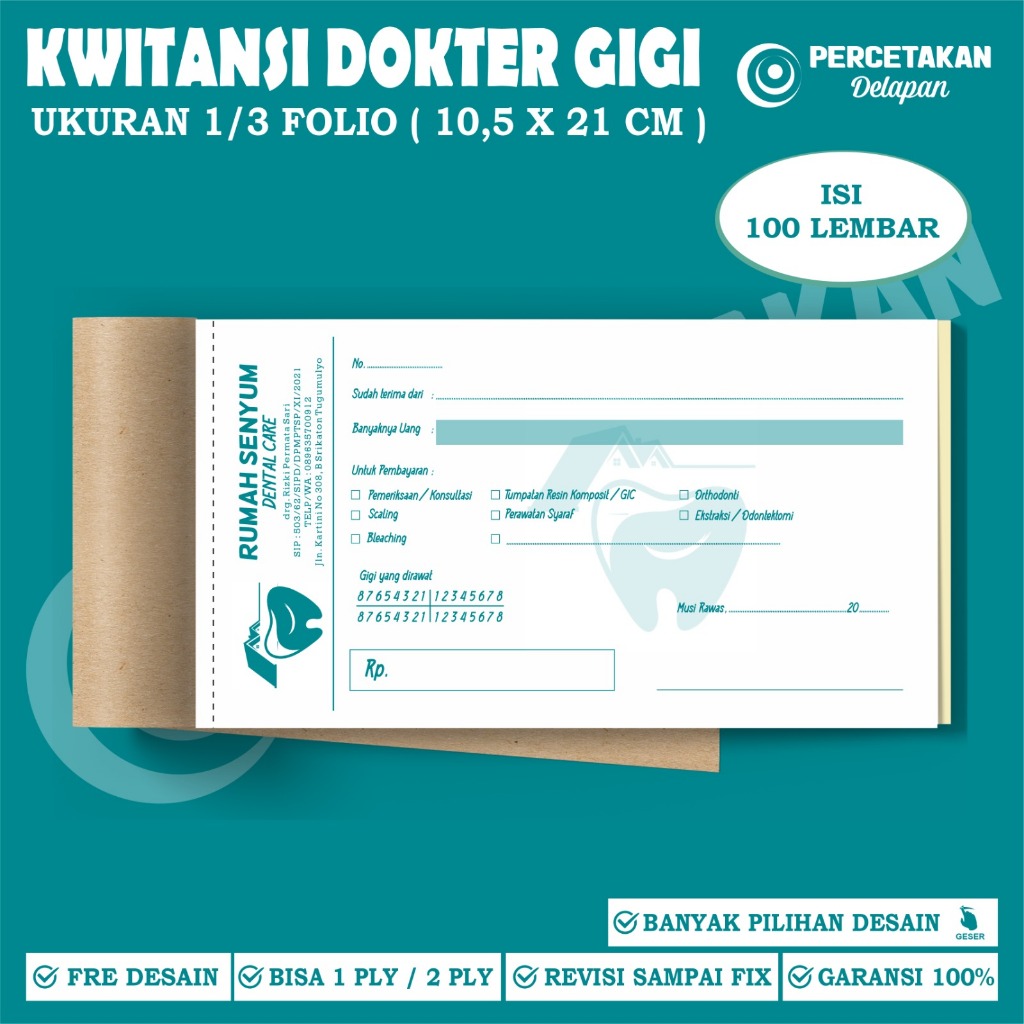 Jual Cetak kwitansi dokter gigi custom 2 ply | Shopee Indonesia