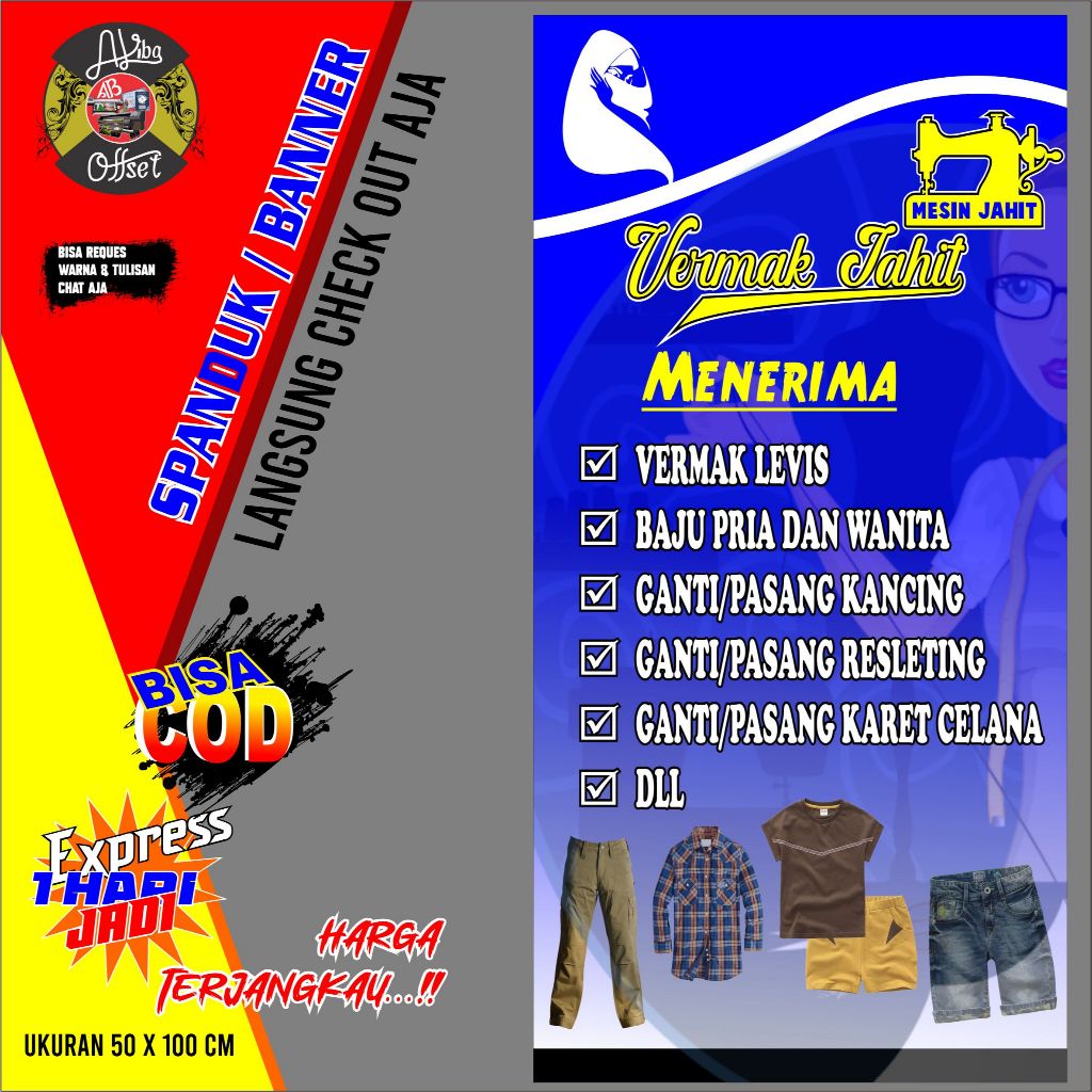 Jual SPANDUK VERMAK / JAHIT 2 UKURAN 50X100CM | Shopee Indonesia