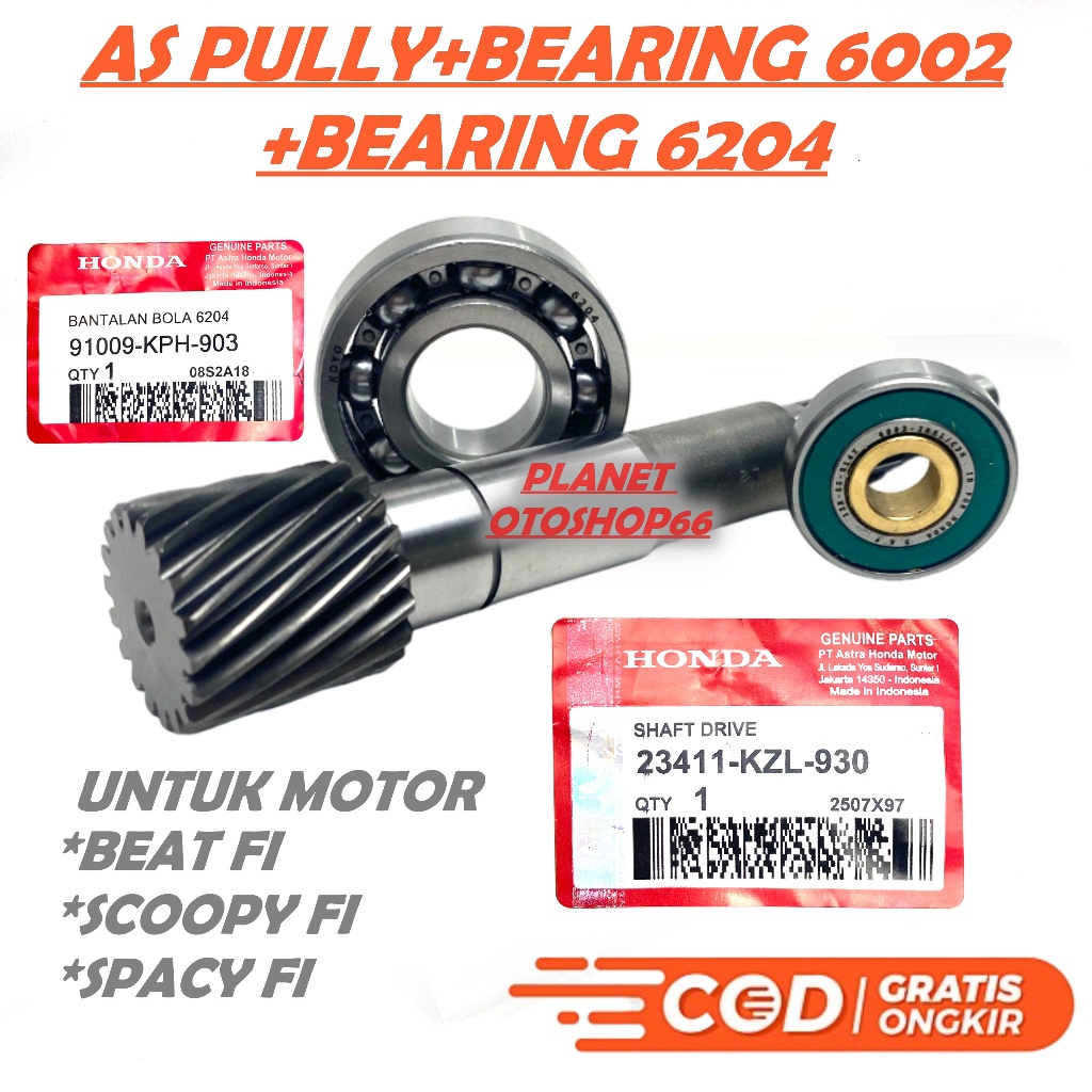 Jual PAKET AS PULLY BEAT FI + BEARING 6002 + BOSH KUNINGAN+BEARING AS ...