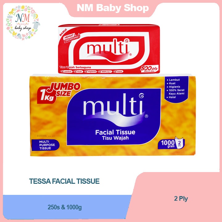 Jual TESSA FACIAL TISSUE MULTI 250s / 1000gr 2 PLY TISU WAJAH 2PLY PLTS ...