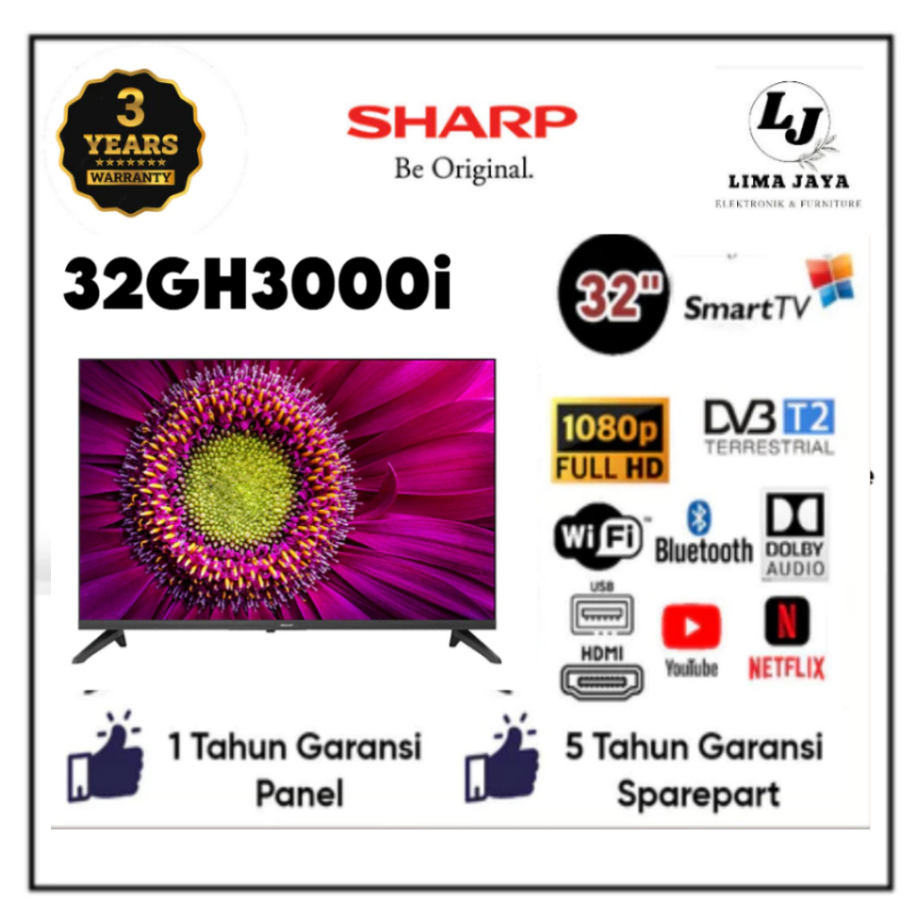 Jual SHARP LED TV 32 INCH SMART ANDROID TV 32GH3000i NEW TYPE | Shopee ...