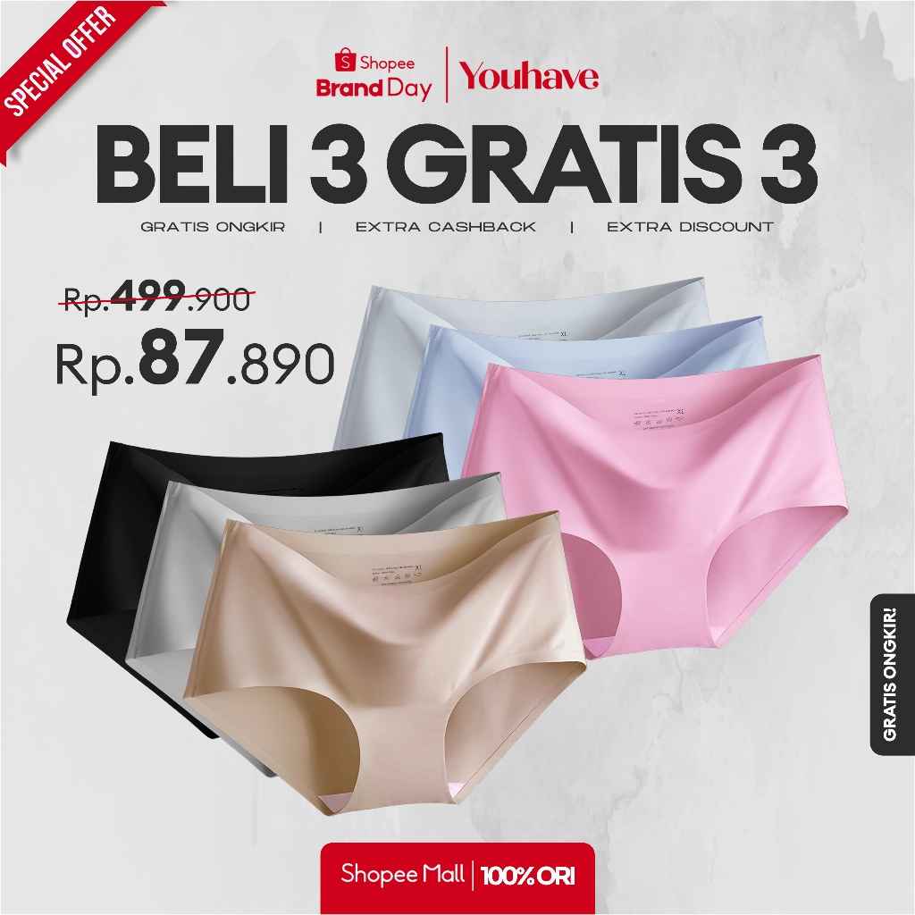 Jual YOUHAVE PAKET 6 PCS CELANA DALAM SEAMLESS CD SEAMLESS PANTY C920 ...