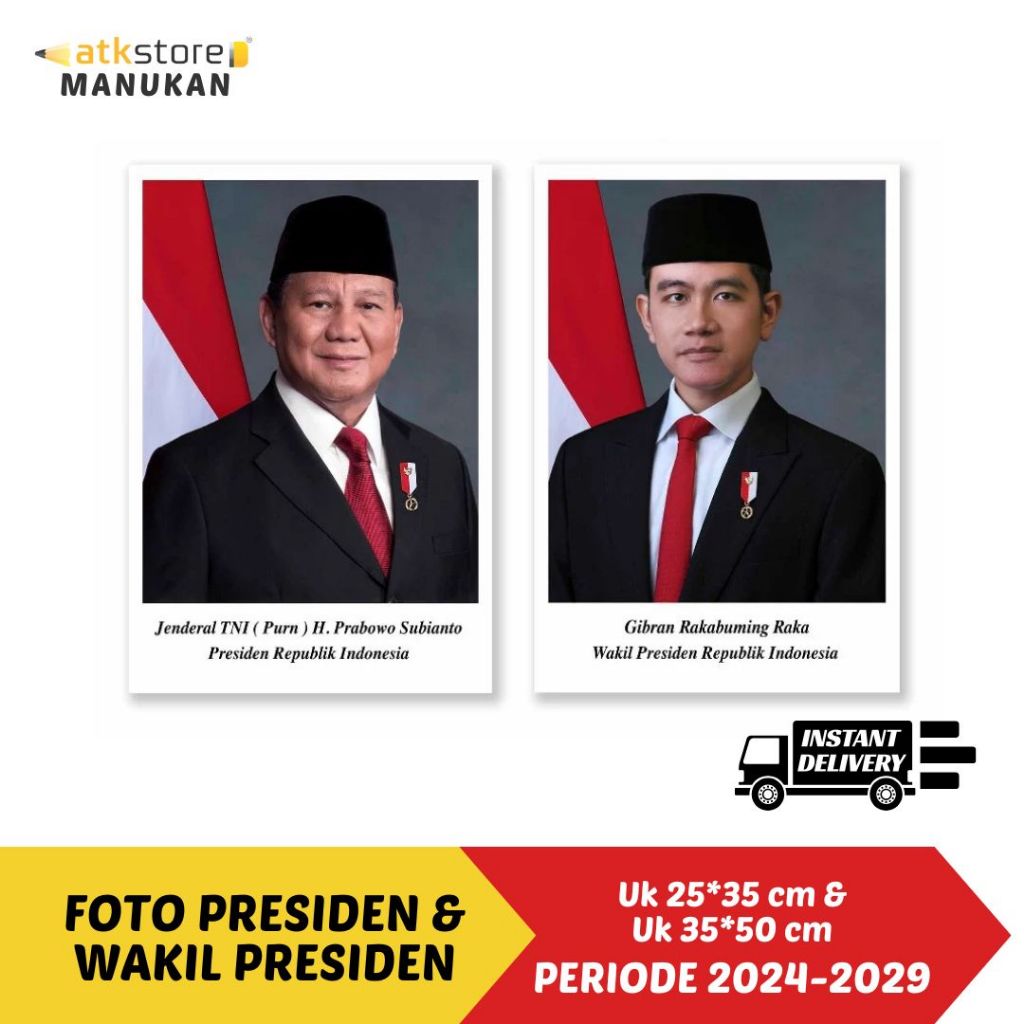 Jual Gambar Foto Presiden Dan Wakil Presiden Indonesia 2024 - 2029 Prabowo - Gibran Ukuran Besar ...