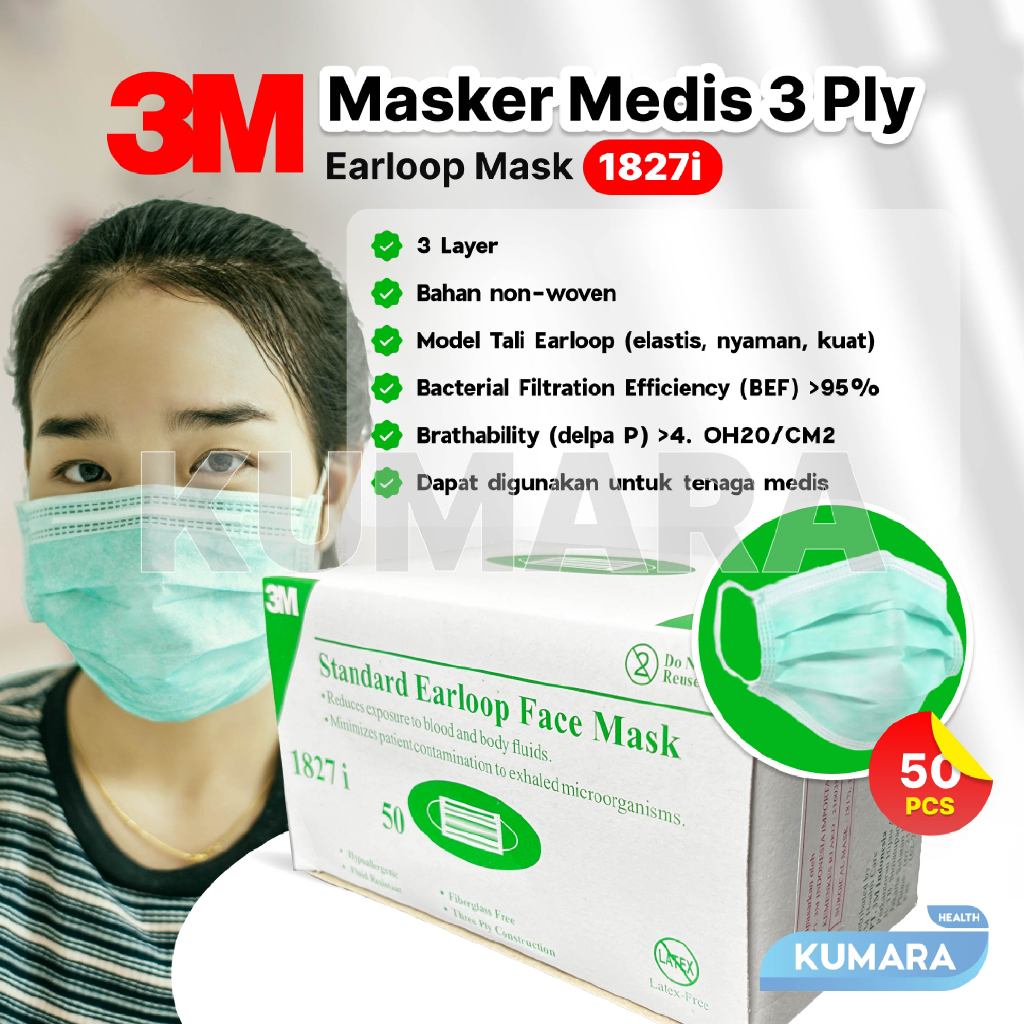 Jual 3M - Masker N96 1827i Standard Earloop Surgical Mask | Shopee ...
