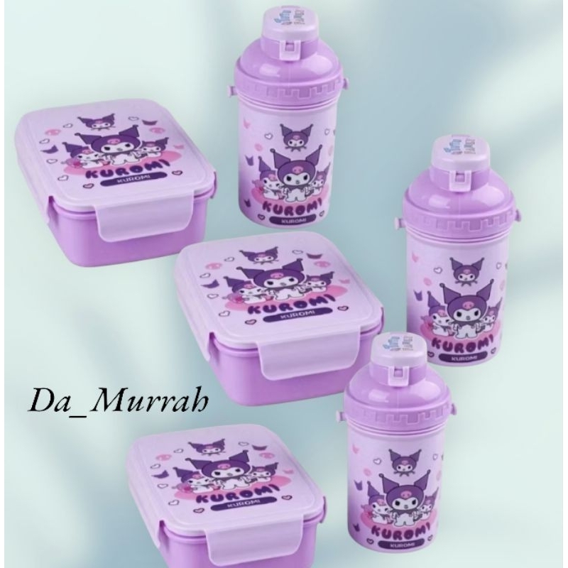 Jual Set Tempat Makan KUROMI Sanrio / Kotak Bekal Anak Sekolah Karakter Lucu + Botol Minum LUNCH ...