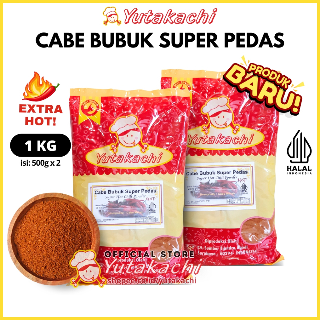 Jual Cabe Bubuk Pedas 1KG Yutakachi [500 gr x 2 pcs] - Chili Powder ...