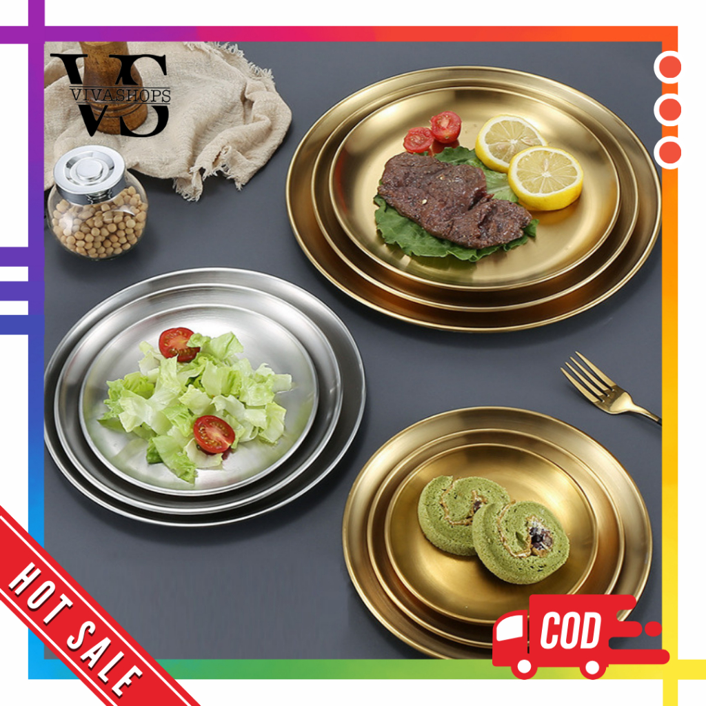 Jual Piring Mewah Bahan Anti Karat Desain Nampan Makanan / Piring ...