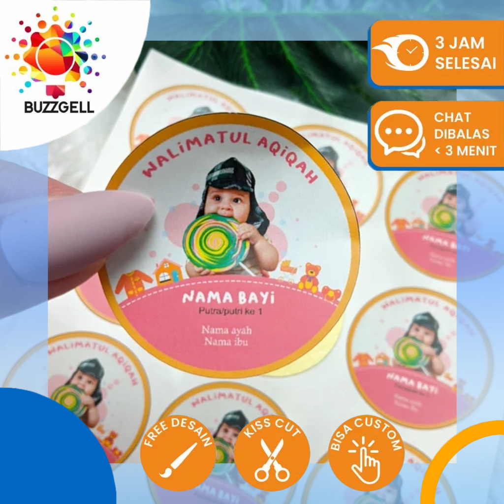 Jual 2-4 Stiker Aqiqah Bayi Tasyakuran Kelahiran Baby Sticker Anak ...