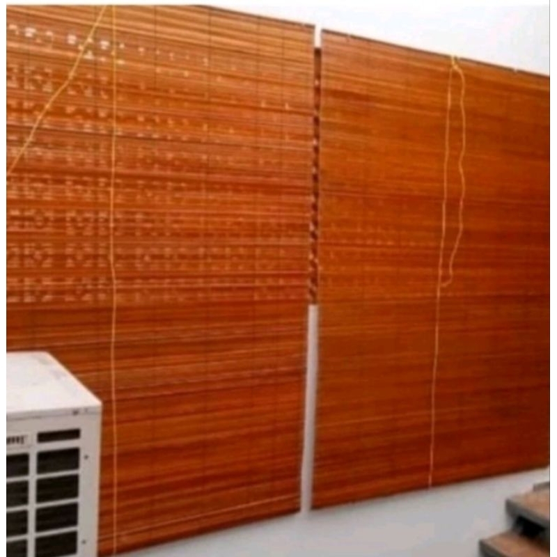 Jual Tirai kerey bambu plitur&vernis natural lengkap tali penggulung ...