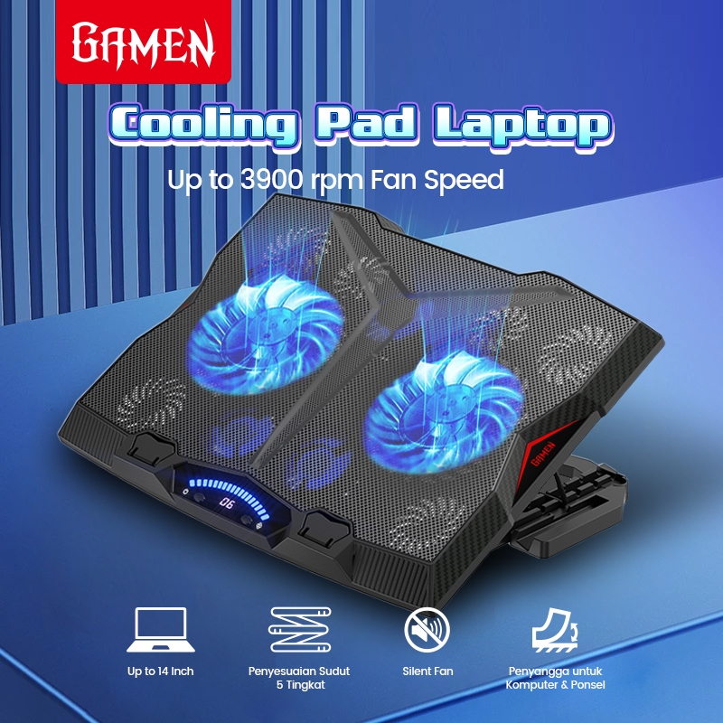 Jual GAMEN Cooling Pad Laptop Gaming Kipas 5 Inti 3900 RPM GCP200 6 ...
