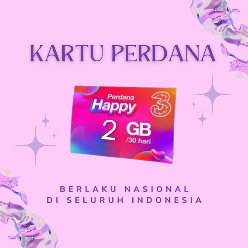 Jual PERDANA TRI HAPPY 2GB FULL 24 JAM NASIONAL | Shopee Indonesia