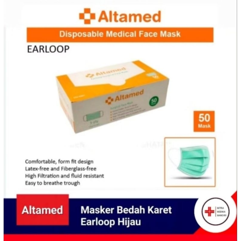Jual Altamed/Smile Masker Medis Earloop dan Jilbab 3ply box 50's ...