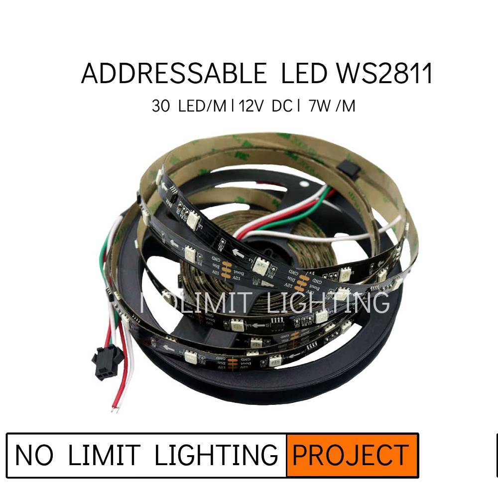 Jual 5 Meter LED Strip Addressable RGB Ws2811 12V 30/Meter IP20 LED ...