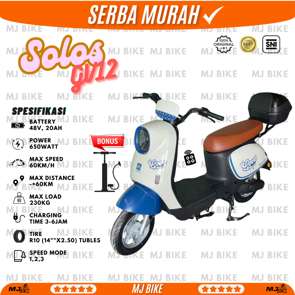 Jual SEPEDA LISTRIK SOLOS GV12 / GV13 / GL18F GARANSI RESMI PABRIK | Shopee Indonesia