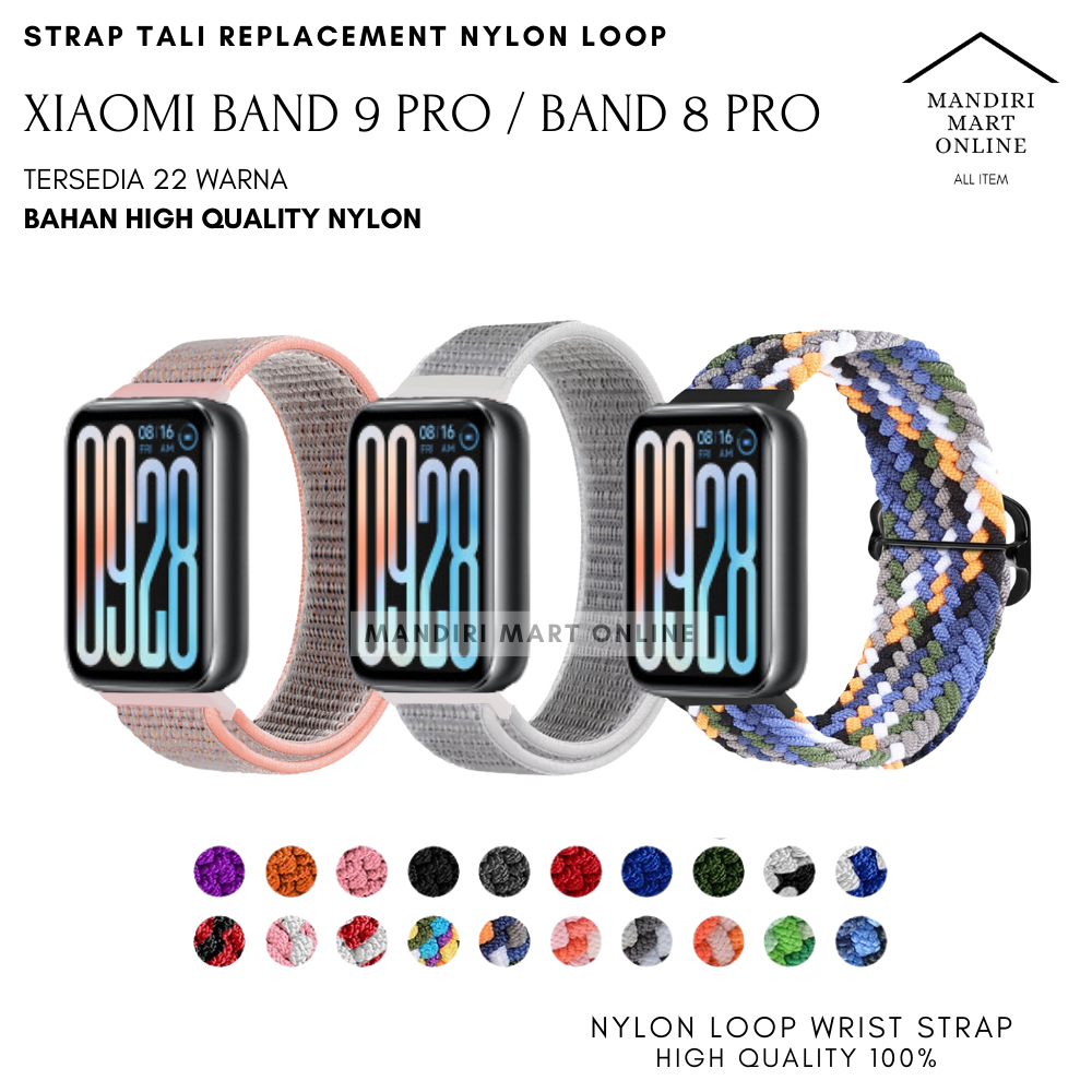 Jual Strap Nylon Xiaomi Smart Band 9 Pro / Mi Band 9 Pro / Tali Pengganti Xiaomi Mi Band 8 Pro ...