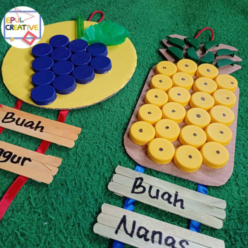 Jual prakarya hiasan dinding kelas paud buah-buahan dari tutup botol | Shopee Indonesia
