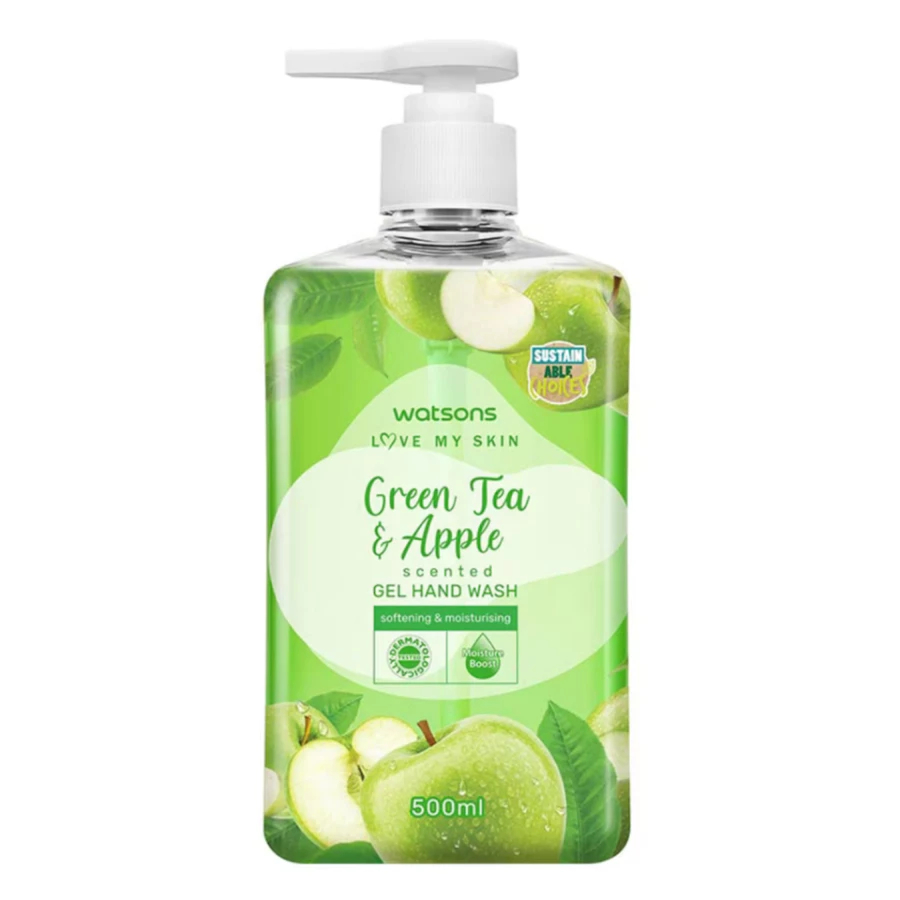 Jual Watsons Green Tea & Apple Gel Scented Hand Wash 500 ml | Shopee ...