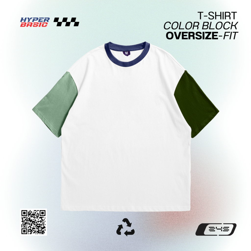 Jual 𝐇𝐲𝐩𝐞𝐫𝐛𝐚𝐬𝐢𝐜 Baju Kaos Polos Oversize Tri Color Block Warna White ...