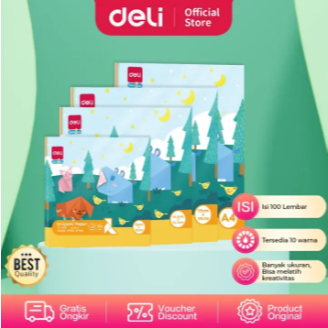 Jual Deli Origami Paper / Kertas Lipat Origami 100 pcs 10 Warna ...