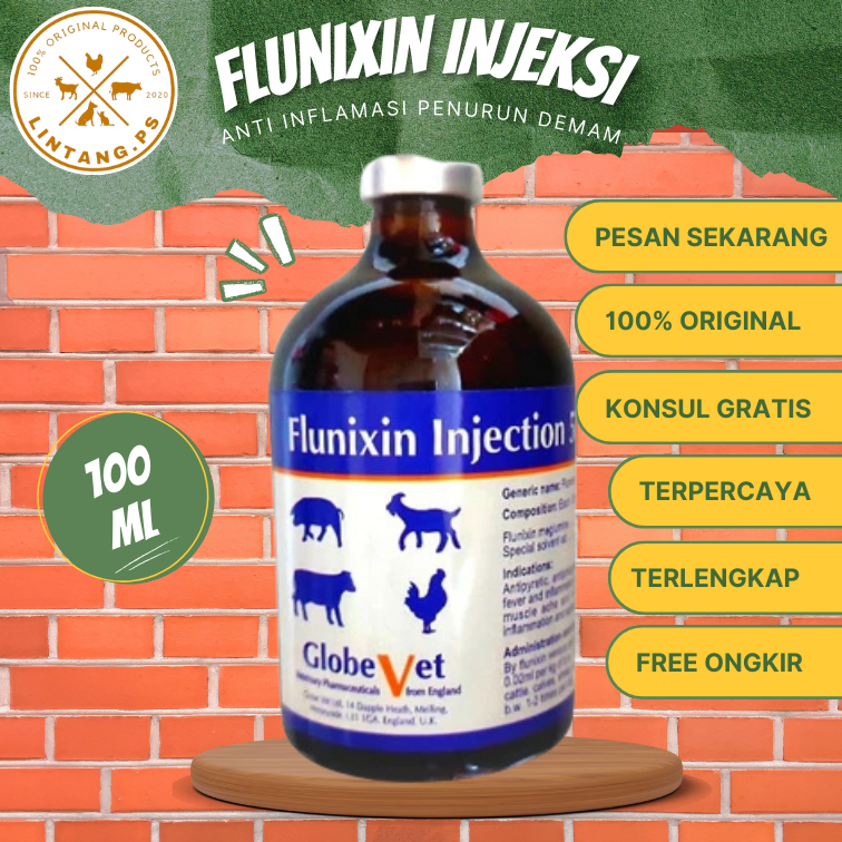 Jual Flunixin injeksi 100ml - Global Vet Flunixin - Obat anti inflamasi ...