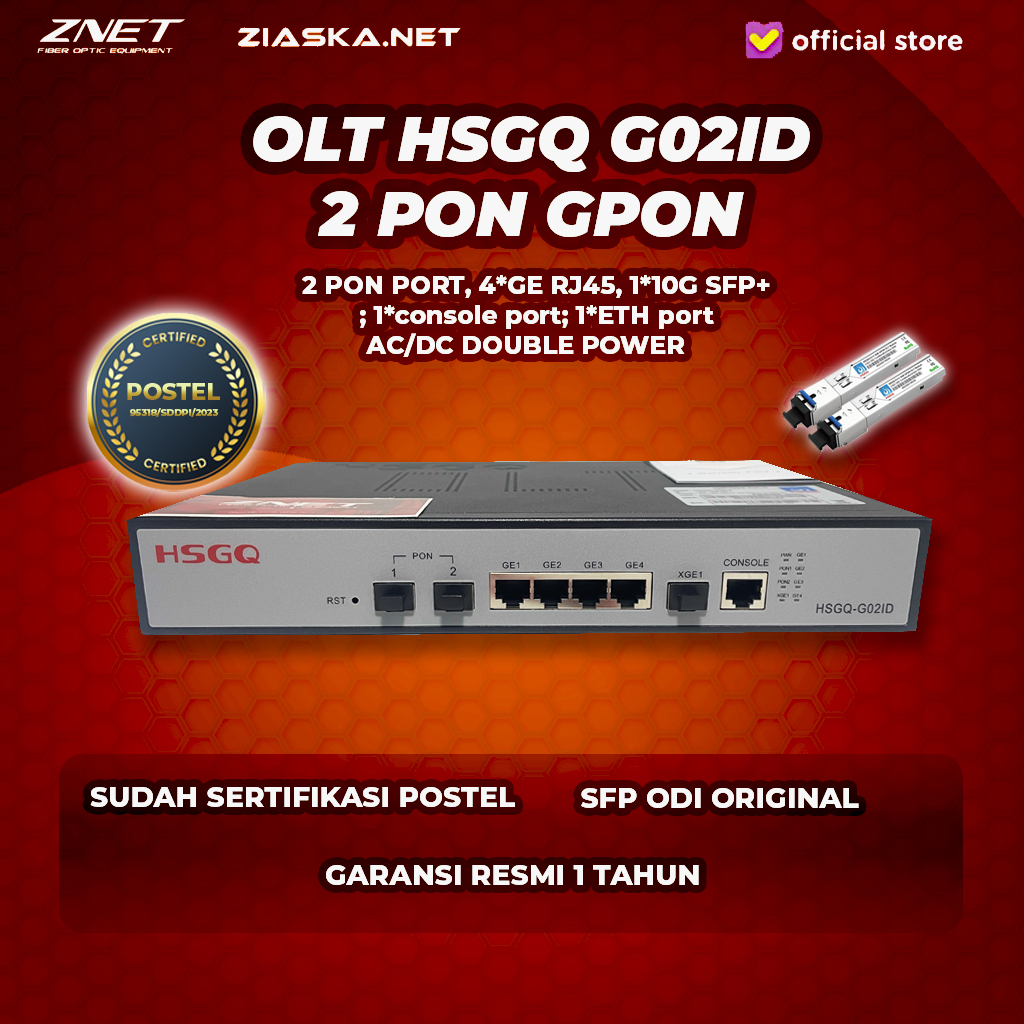 Jual OLT GPON HSGQ G02ID 2Port GPON OLT 10G Uplink AC+ 12V DC INCLUDE SFP 7DB | Shopee Indonesia