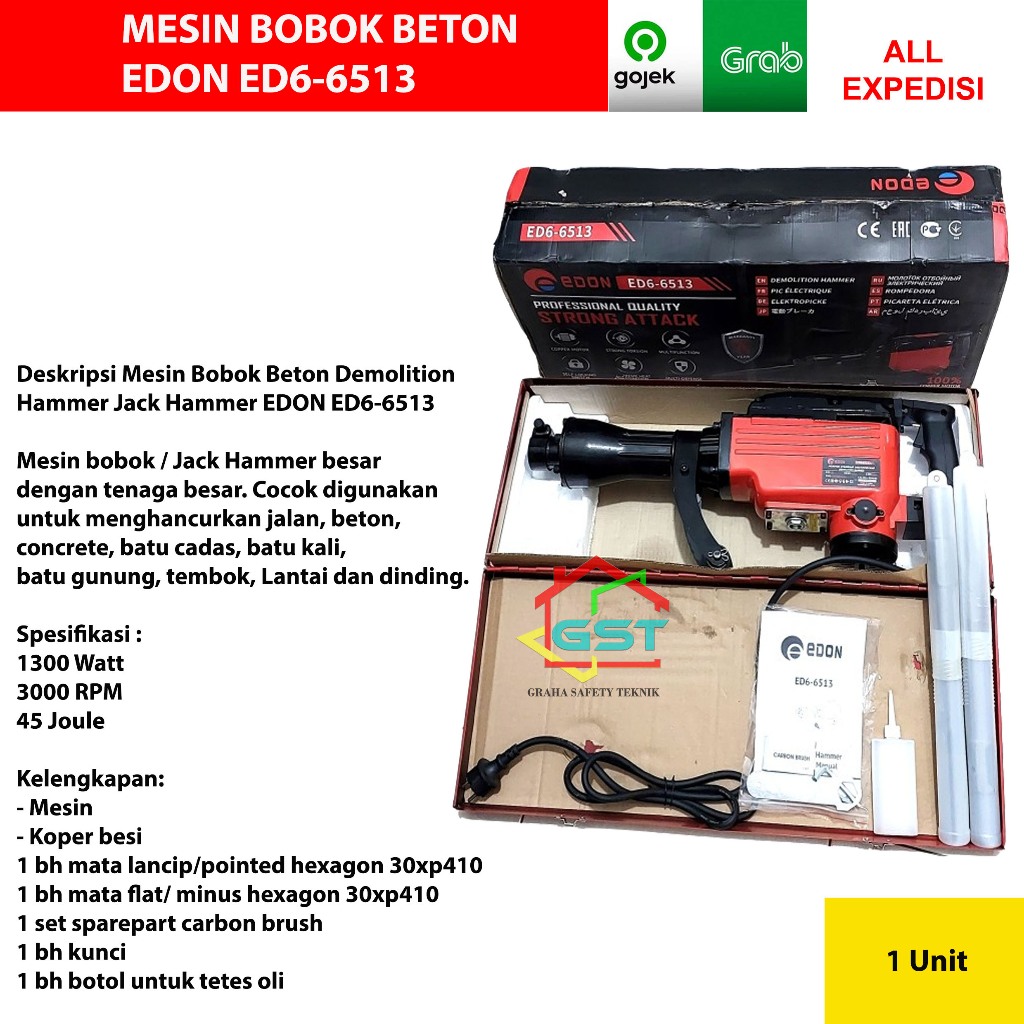 Jual mesin bobok beton demolition hammer ed66513 EDON/jack hammer ed6 ...