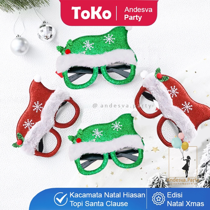 Jual kacamata topi santa / aksesoris hiasan natal / kacamata natal topi ...