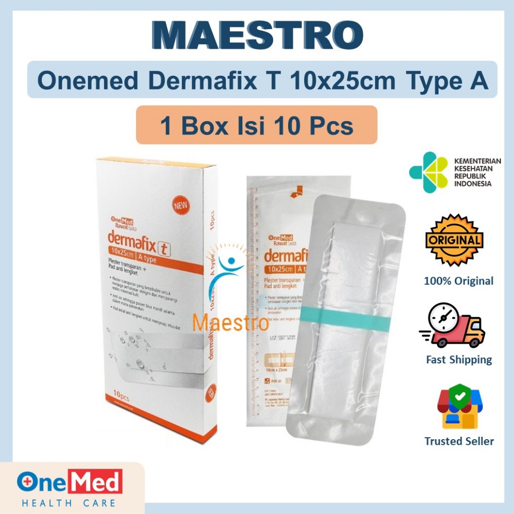 Jual OneMed Dermafix T 10x25 cm Type A Plester Luka Transparan Anti Air ...