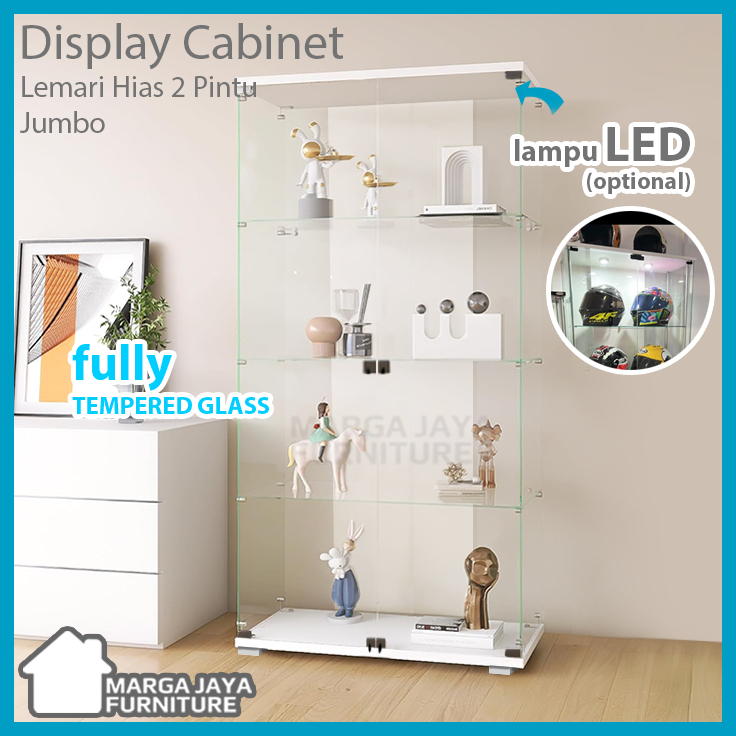 Jual Lemari Display Kaca Minimalis Lampu LED Full Tempered Glass 4 7 ...