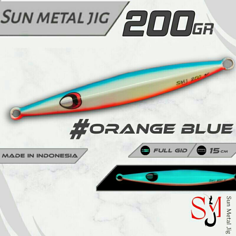 Jual SMJ metal jig 80 gr, 100gr, 200gr, 300gr full gid glow in the dark ...