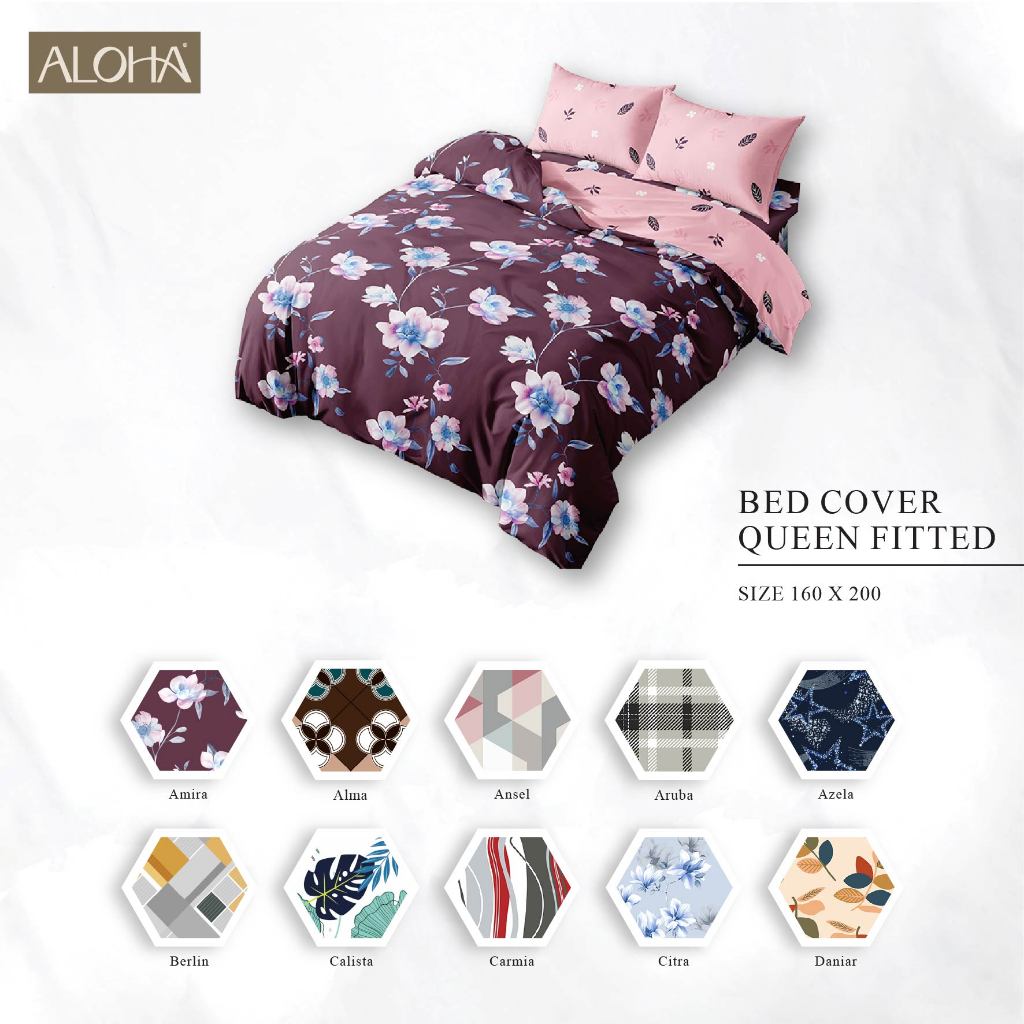 Jual Aloha - Bed Cover Set Queen 160x200 Tinggi 20 Fitted - Motif dan ...