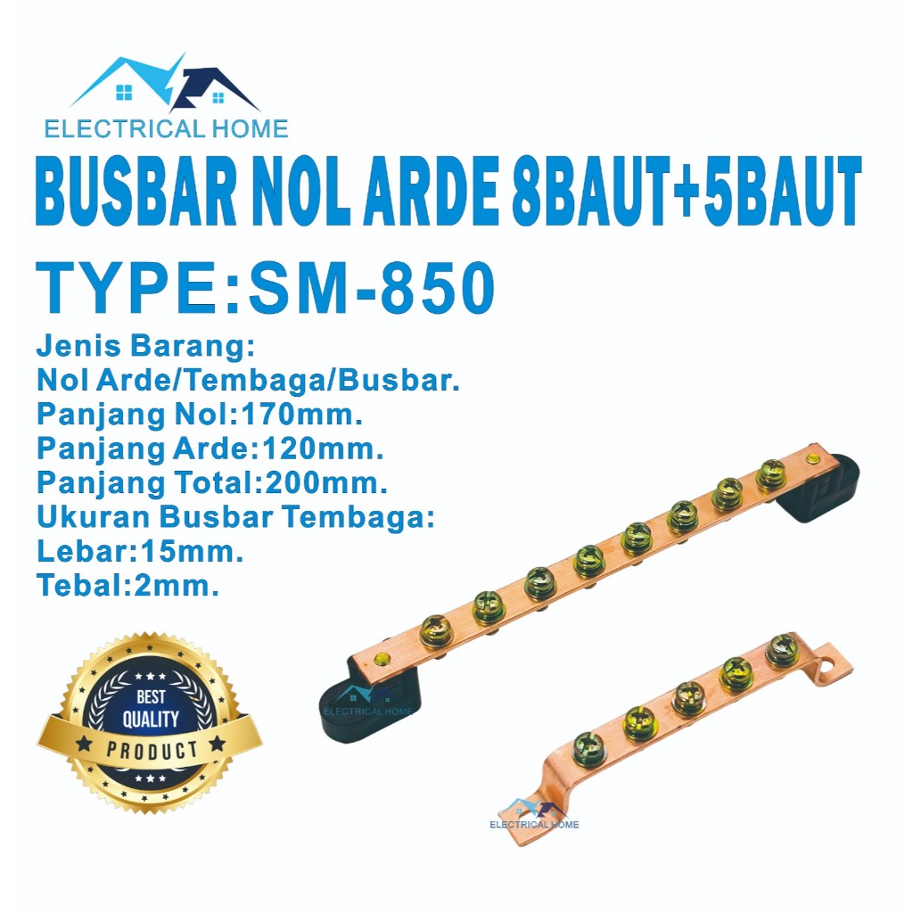 Jual Busbar Nol Arde Terminal Nol Arde SM-850 1Set 8Baut+5Baut | Shopee ...