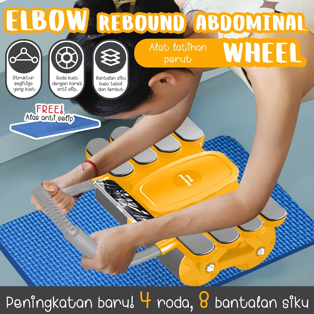 Jual BG SPORT AB Wheel 4 Roda Roller Alat Gym Plank Push Up Rebound ...