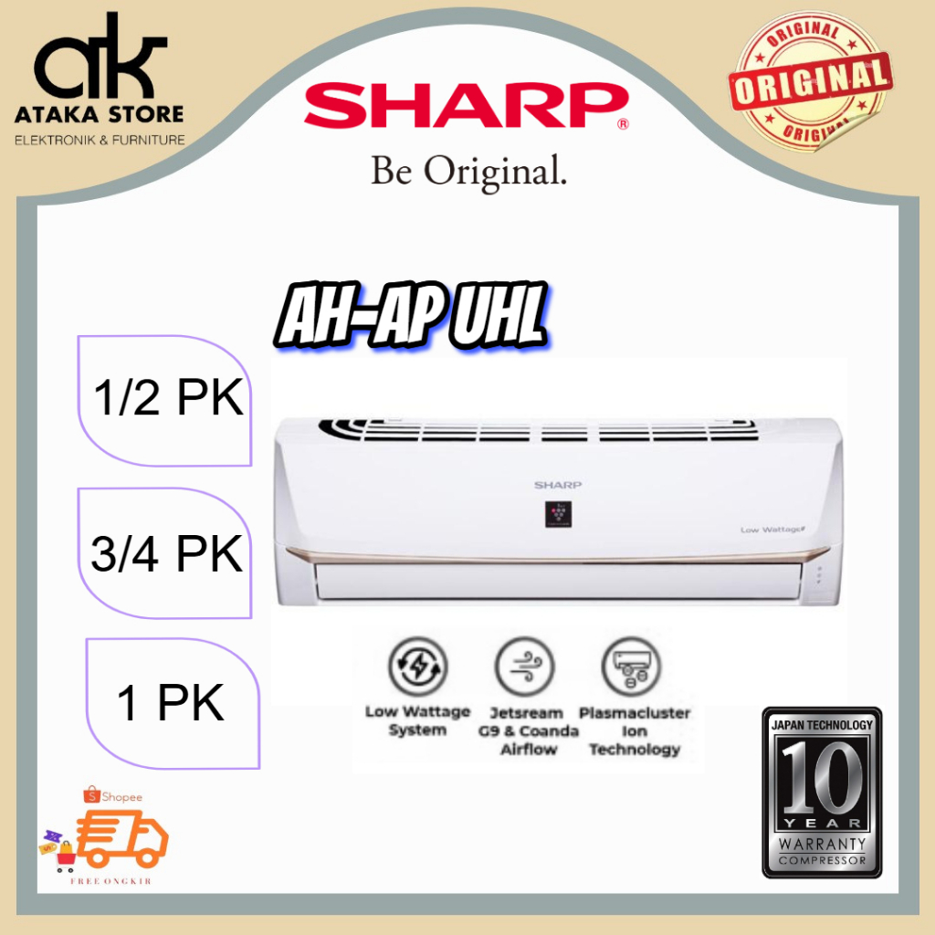 Jual AC SHARP LOW WATT PLASMA - AHA5UHL (1/2 PK) - AHAP7UHL (3/4PK) - AHAP9UHL (1PK) | Shopee ...