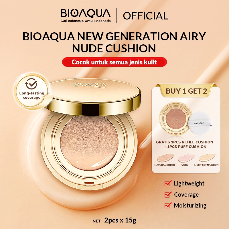 Jual [BPOM] BIOAQUA Cosmetics Hydrating Soft And Flawless Breathable Formula Air Cushion BB ...