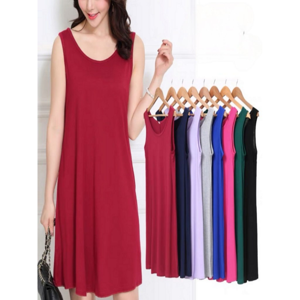 Jual Bj Fashion//Tang Top Wanita Oversize Polos//Dress Singlet Jumbo ...