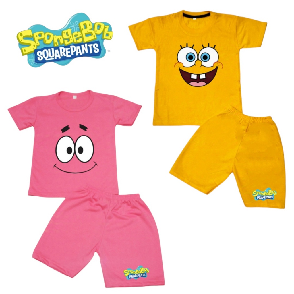 Jual Baju Setelan Anak Laki Laki Dan Perempuan Karakter Spongebob Dan ...