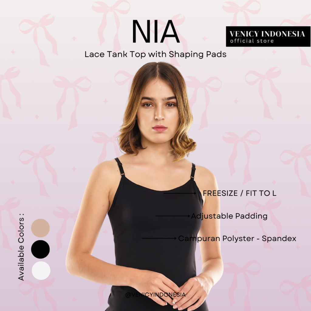 Jual VENICY Nia Lace Tank Top with Shaping Pads | Shopee Indonesia