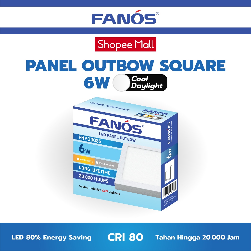 Jual Fanos Panel Lampu LED Outbow Square 6WATT | Shopee Indonesia