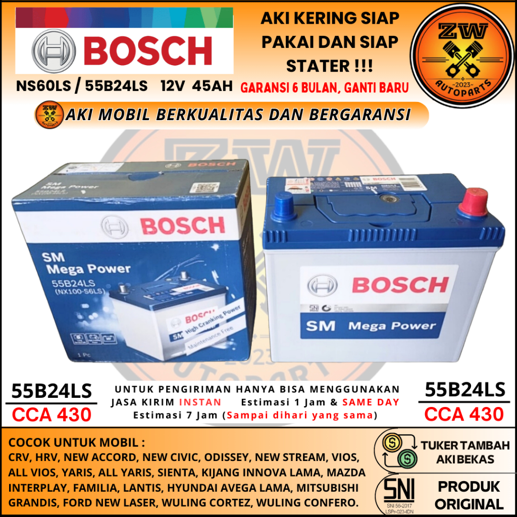 Jual AKI MOBIL KIJANG INNOVA LAMA, ODYSSEY NS60LS / 55B24LS BOSCH MF AKI KERING | Shopee Indonesia