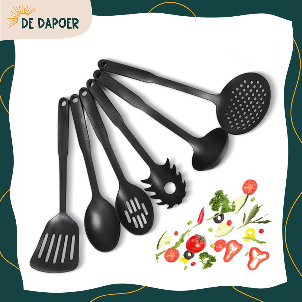 Jual Centong Spatula Soup Alat Masak Sutil Plastik Hitam Berlubang ...