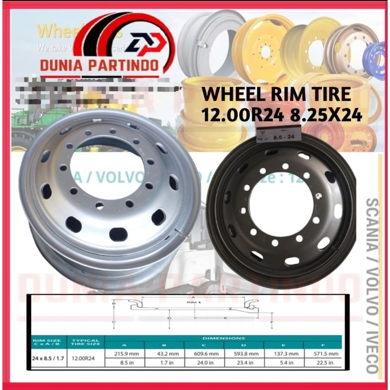Jual Velg Truk ukuran ban 12.00 R24 / 325/95 R24 Wheel Rim 8.25X24 | Shopee Indonesia