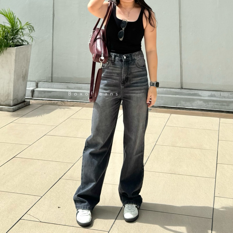 Jual Boxofjeans - LEA Highwaist Baggy Jeans - GREY | Shopee Indonesia