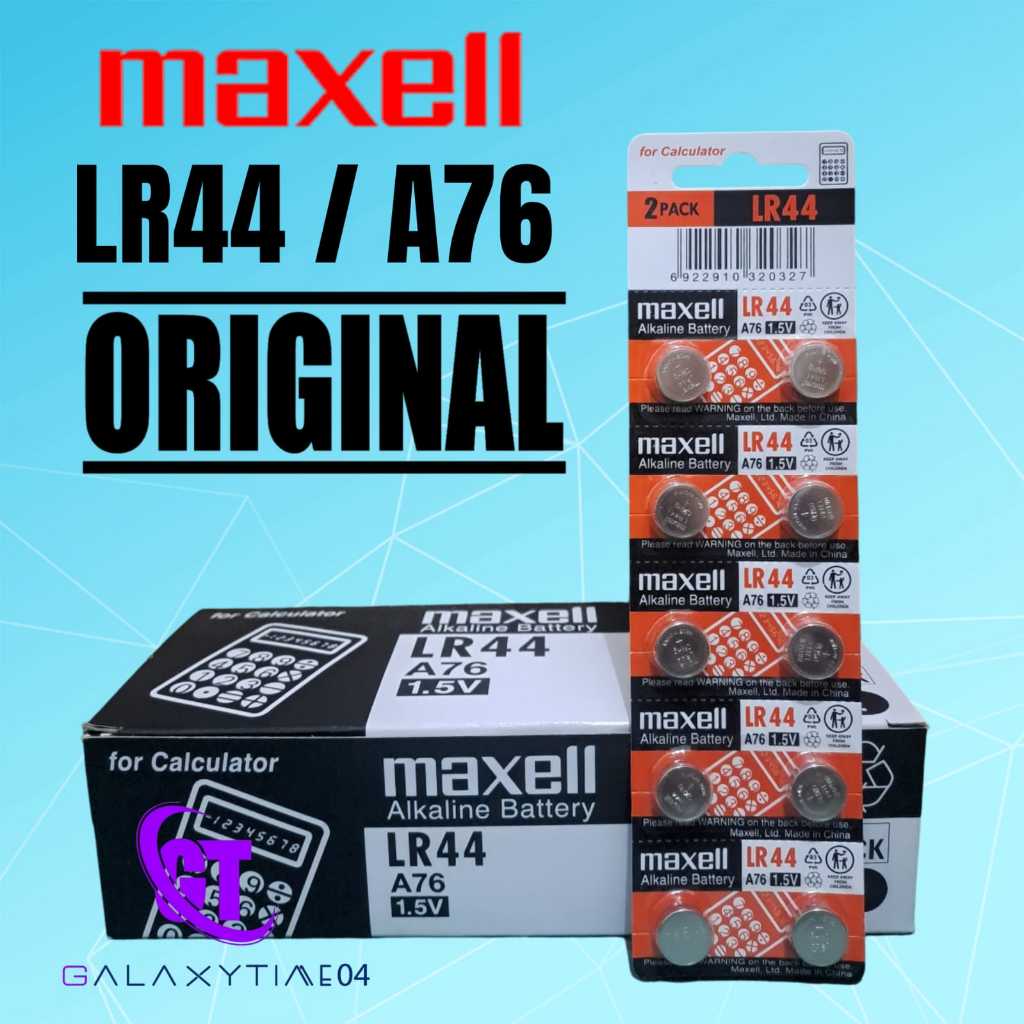 Jual Baterai LR44 Maxell Original Batrai AG13 LR 44 L1154F Batre Kalkulator 1.5V Alkaline ...