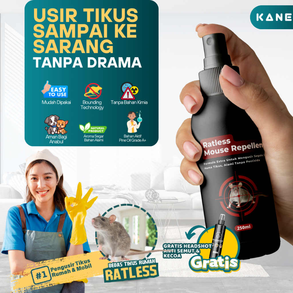Jual Semprotan Anti Tikus Ratless 250ml Obat Pengusir Tikus Aromatic ...
