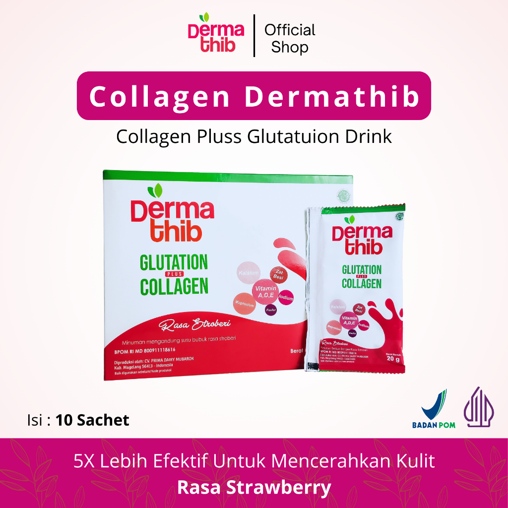 Jual DERMATHIB - Collagen Drink Plus Glutation Minuman Kolagen Dan Glutathione Rasa Strawberry ...