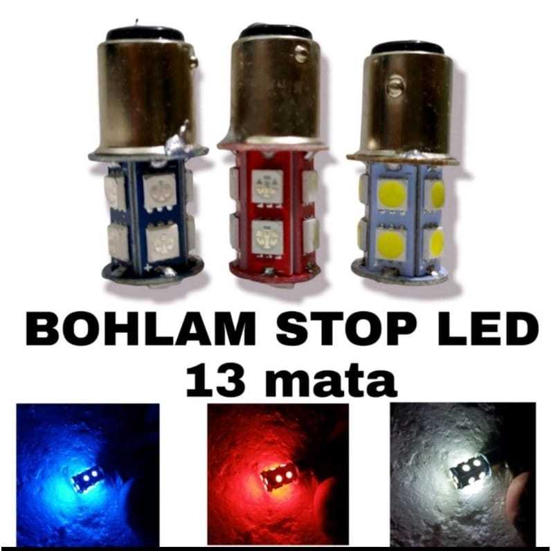 Jual LAMPU STOP LED 13 MATA SMD BAYONET FLASH | BOHLAM LED STOP MOTOR ...