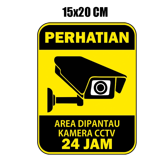 Jual Stiker Vinyl Perhatian Area Dipantau CCTV 24 Jam Sticker High Quality 15x20CM | Shopee ...