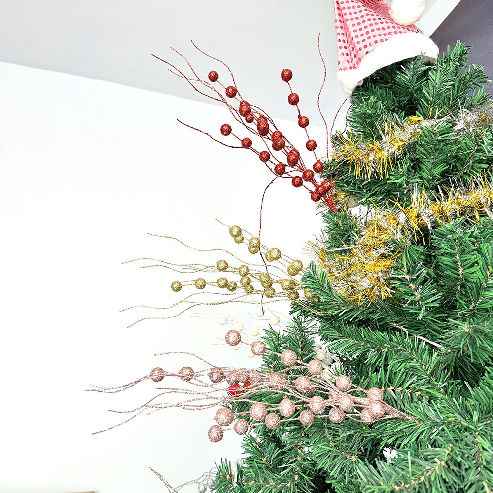 Jual [NEW] Bunga Natal Glitter Pinus Ranting Tangkai Panjang Artifical ...