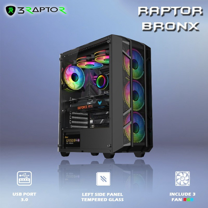 Jual CASING GAMING RAPTOR BRONX INCLUDE FREE 3 FAN RGB | Shopee Indonesia